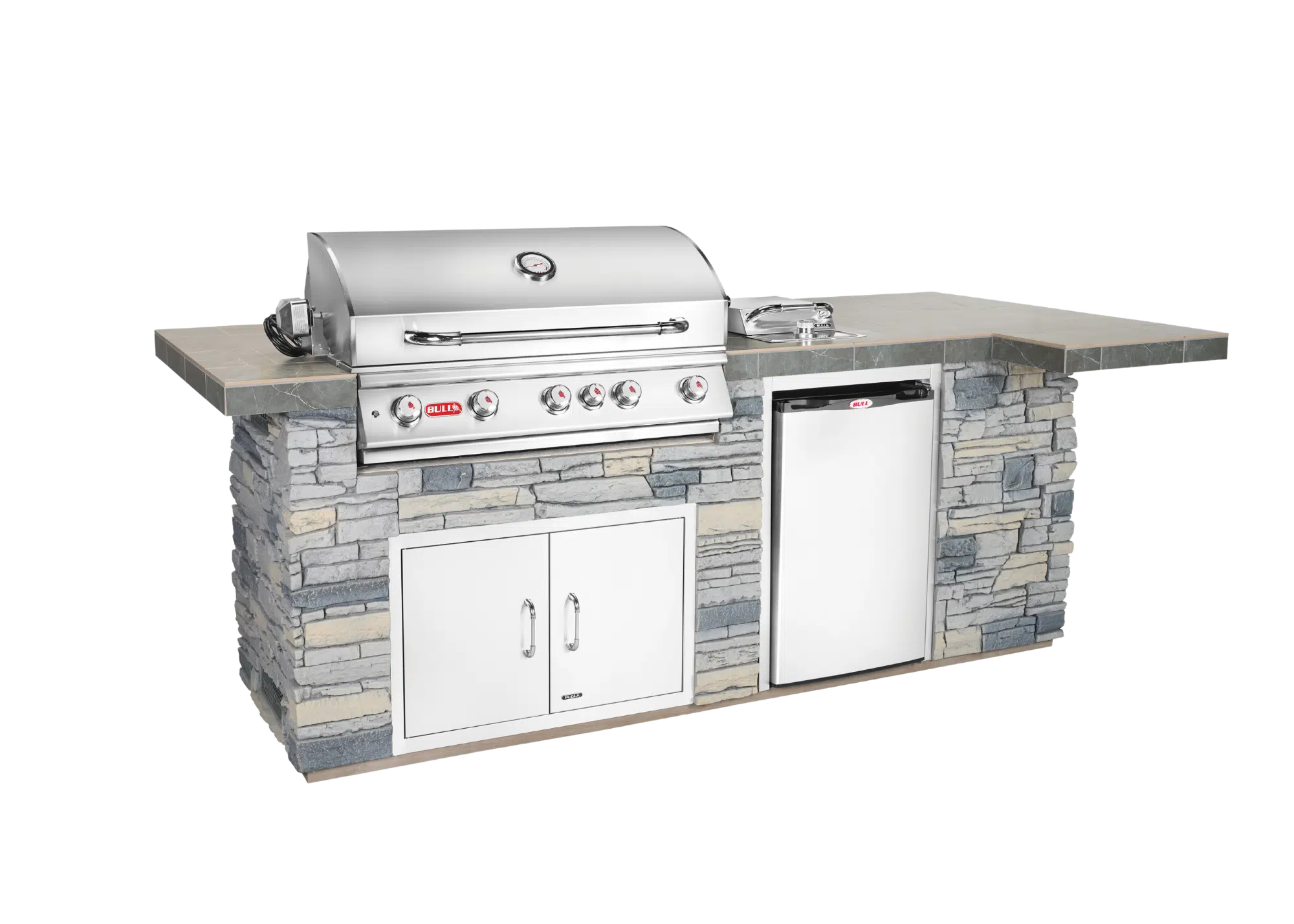 BBQ Outdoor Kitchen with Faux Rock and Brahma Grill head - Prime Pool ...